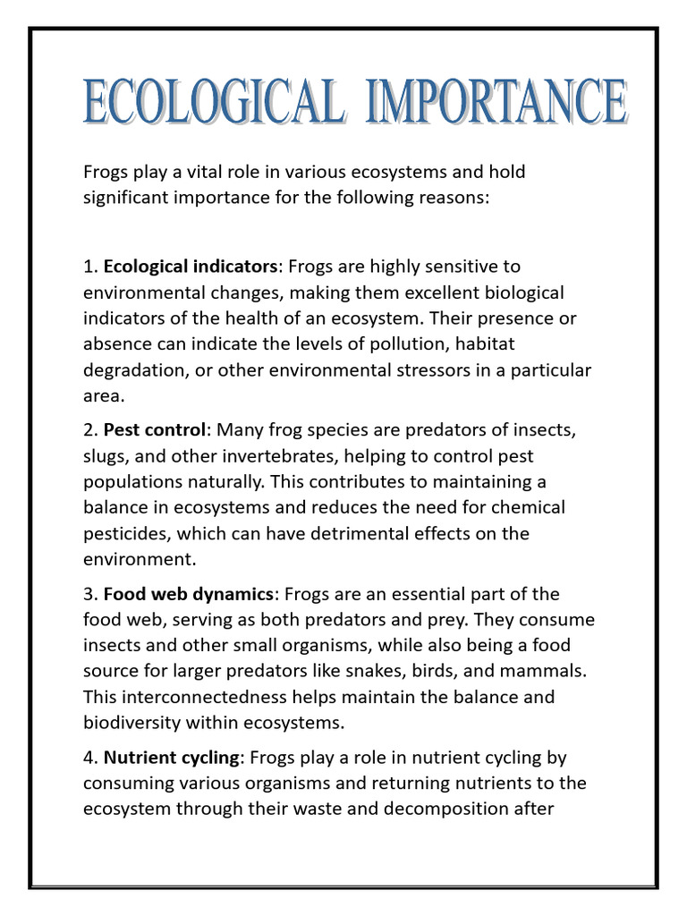 Importance of Frogs in Ecosystems | PDF