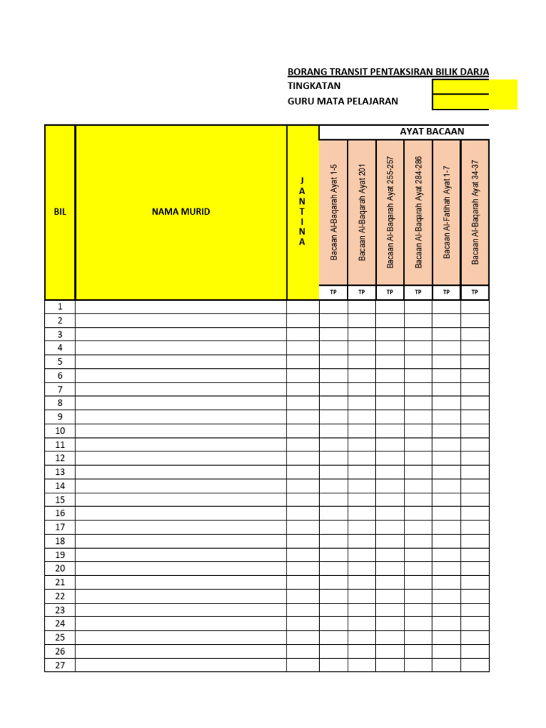 Borang Transit PBD Tingkatan 1 2023 | PDF