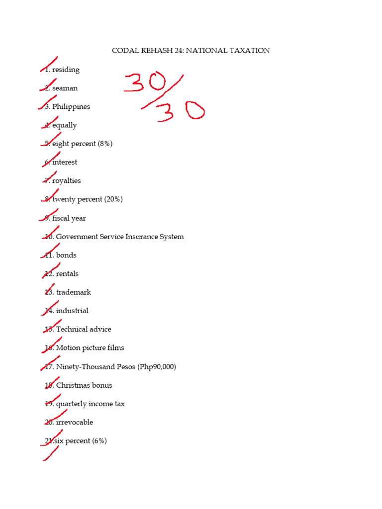 Codal Rehash 24 National Taxation | PDF