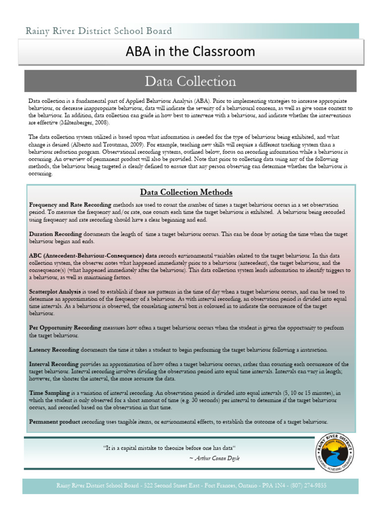 ABA Data Collection in The Classroom Rev | PDF | Behavior | Scientific ...