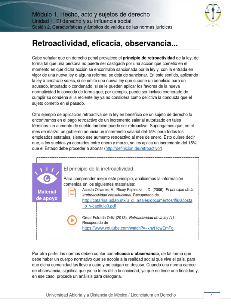 Retroactividad, Eficacia y Observancia | PDF | Estado (política) | Gobierno
