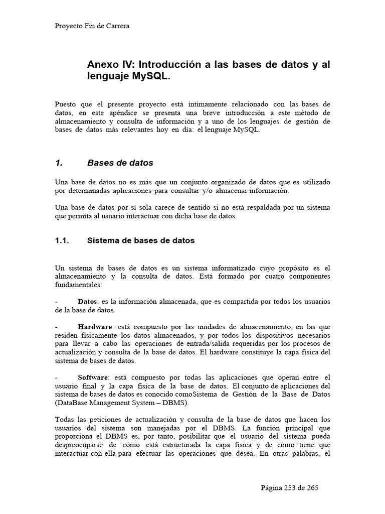 Introducción a Bases de Datos y MySQL | PDF | Bases de datos | Base de ...
