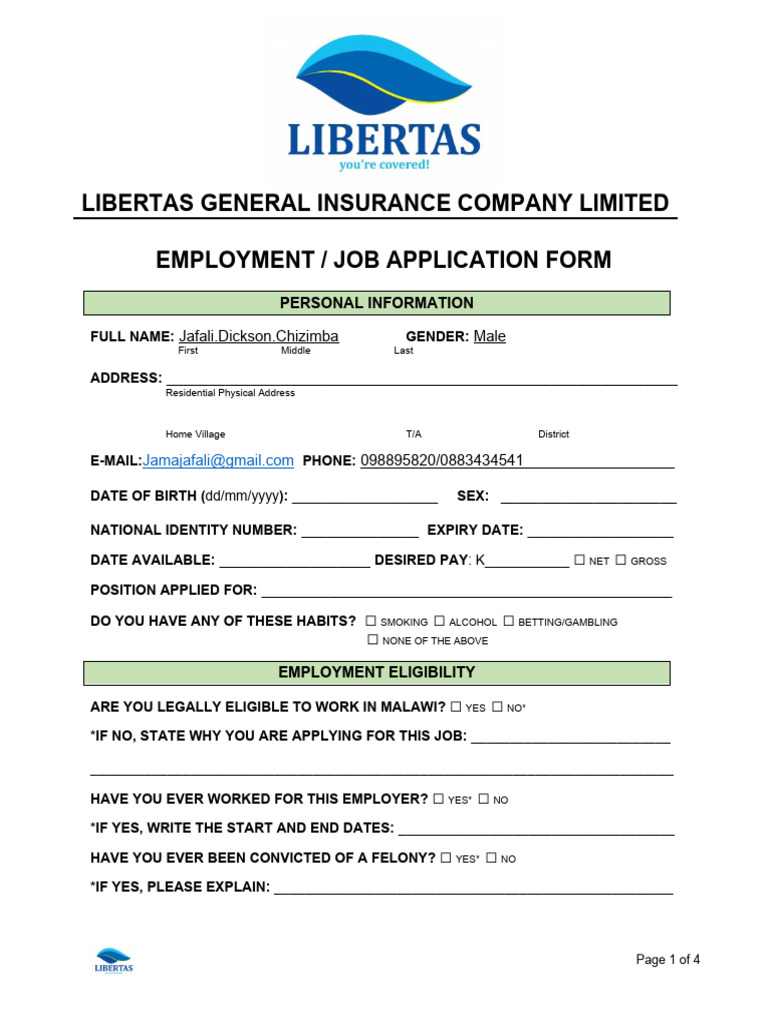 Job Application Form 2023 | PDF | Background Check | Justice