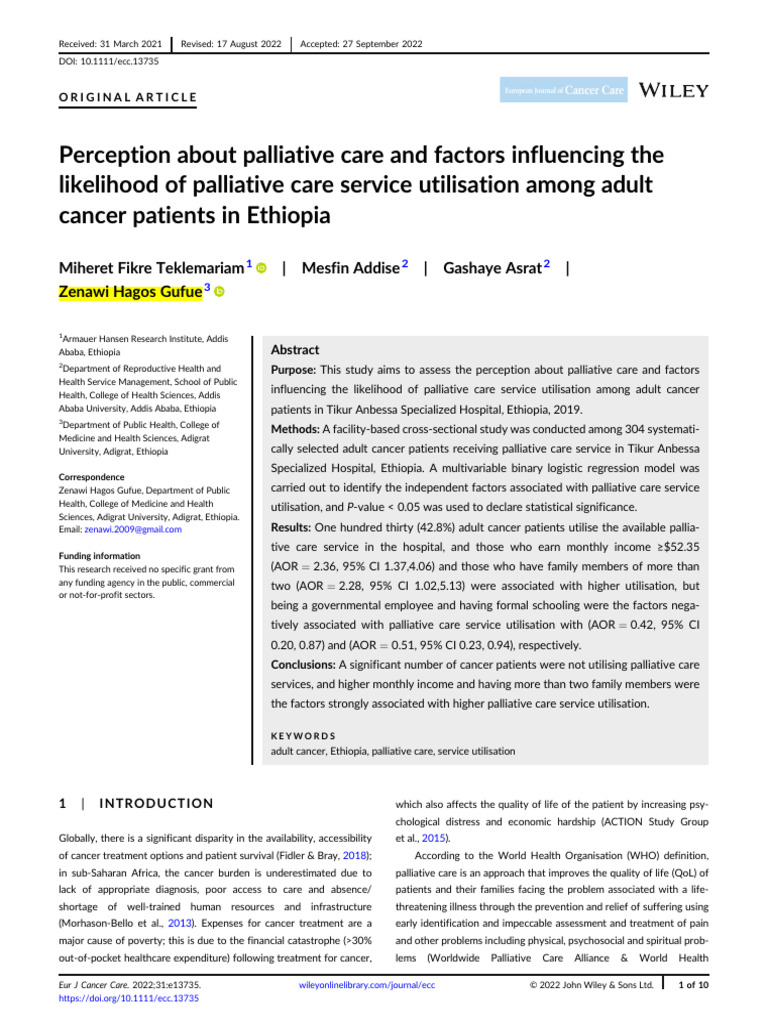 Mihret | PDF | Palliative Care | Cancer