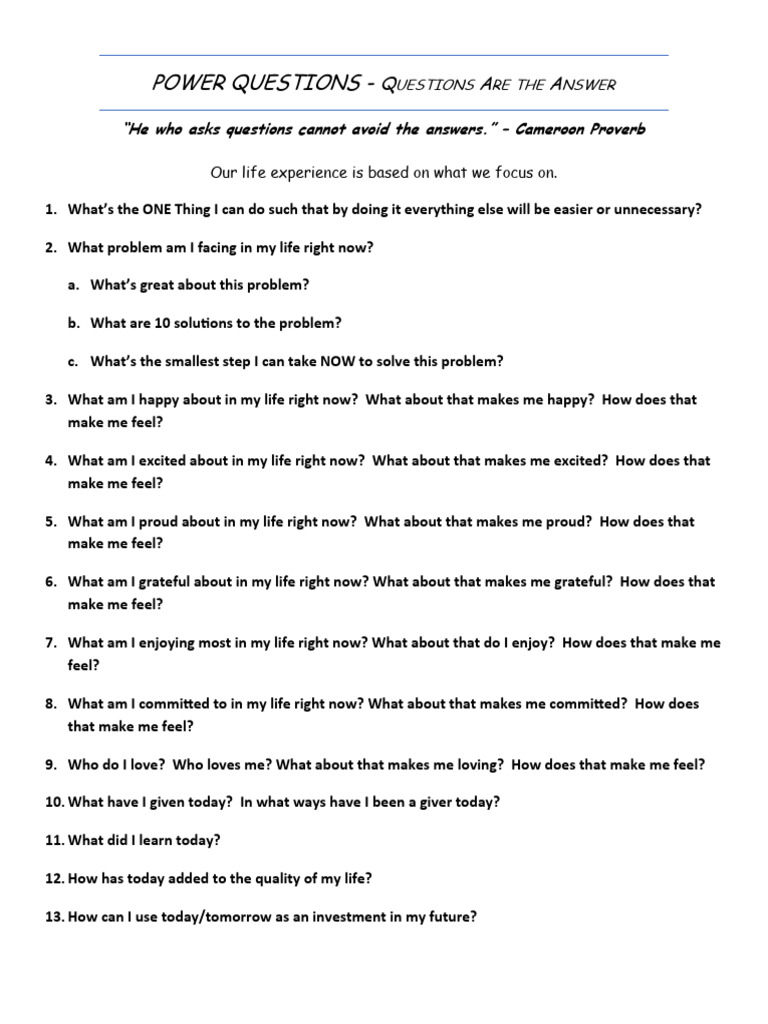 Power Questions | PDF | Jesus | Gospel Of Mark