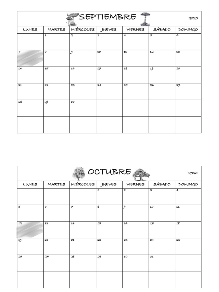 Calendario 2020-2021 Mensual | PDF
