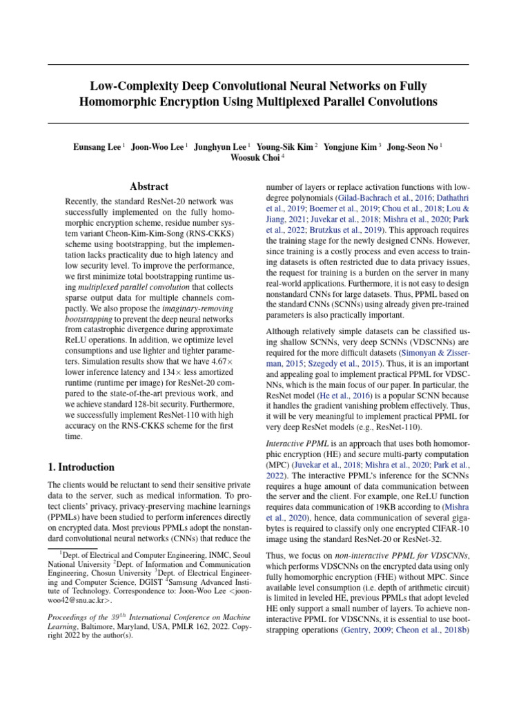 Low-Complexity Deep Convolutional Neural Networks On FHE Using Multiplexed Parallel Convolutions ...