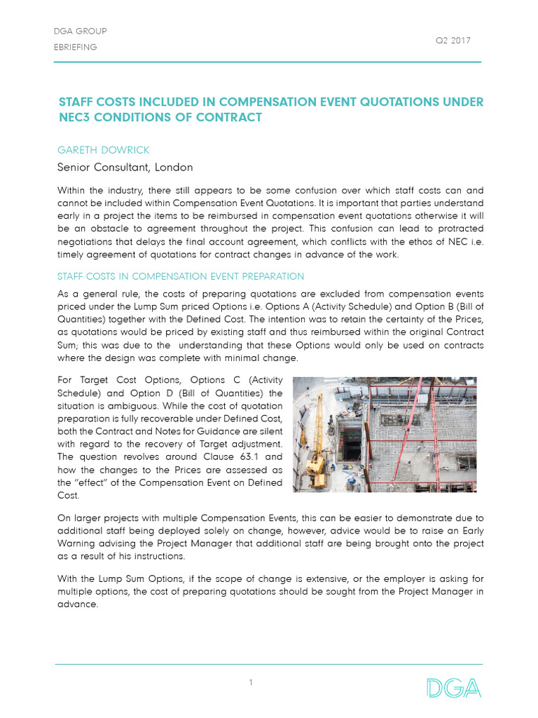 Staff Costs Included Compensation Event Gareth Dowrick | PDF | Business