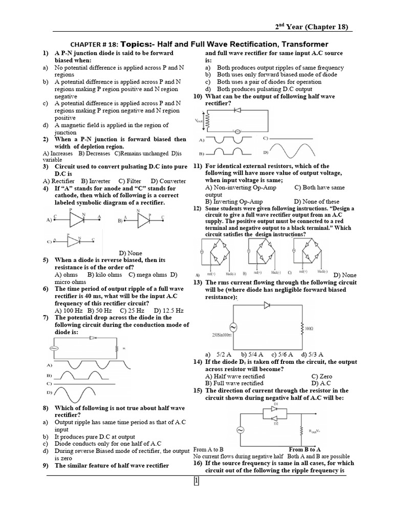 rectification and transformer | Download Free PDF | Rectifier | Diode