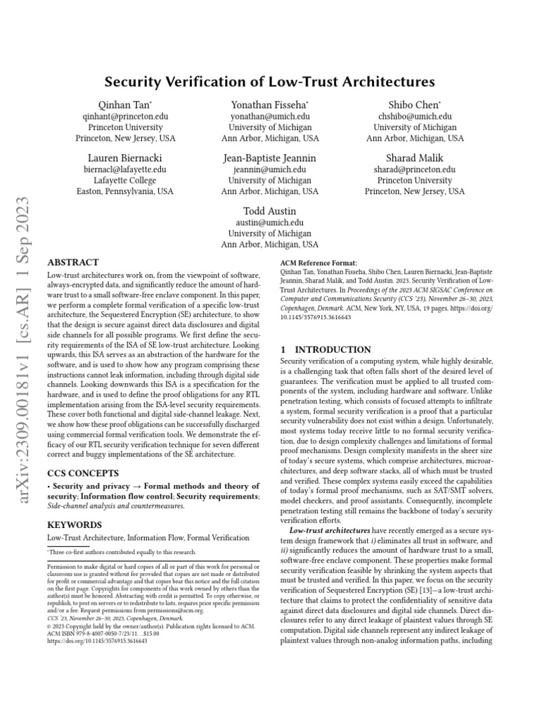 Security Verification of Low-Trust Architectures | PDF | Encryption ... Security Verification of Low-Trust Architectures | PDF | Encryption ...