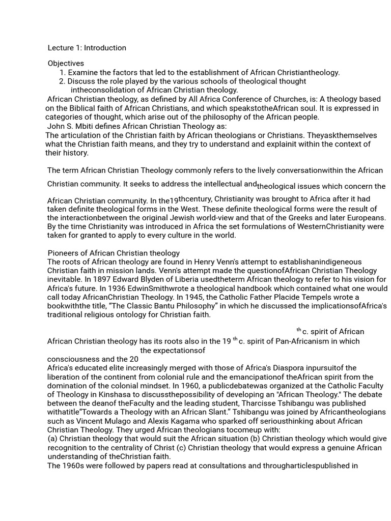 African Christian Theology Overview | PDF | Theology | Prosperity Theology