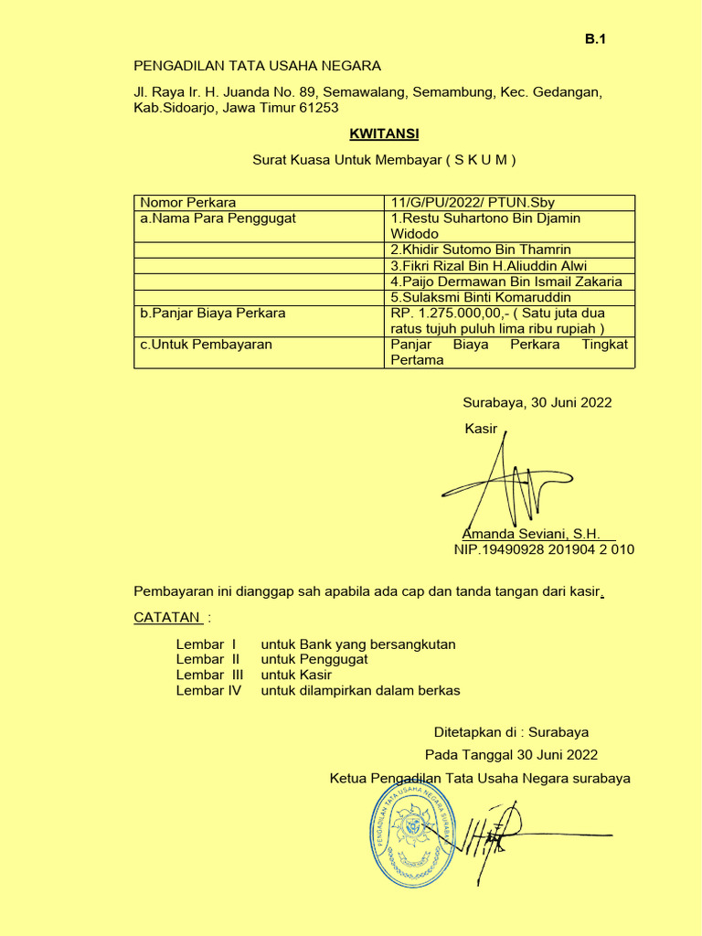 Kwitansi (Skum) Ptun | PDF