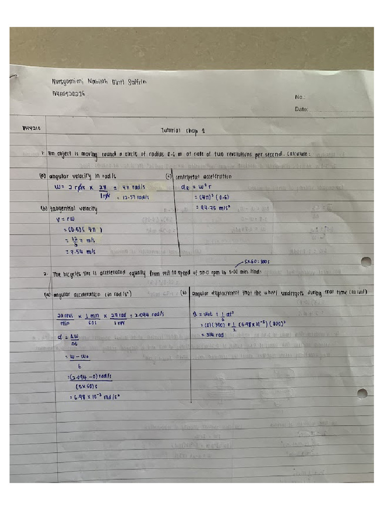 Tuto Chap 1 Phy210 | PDF