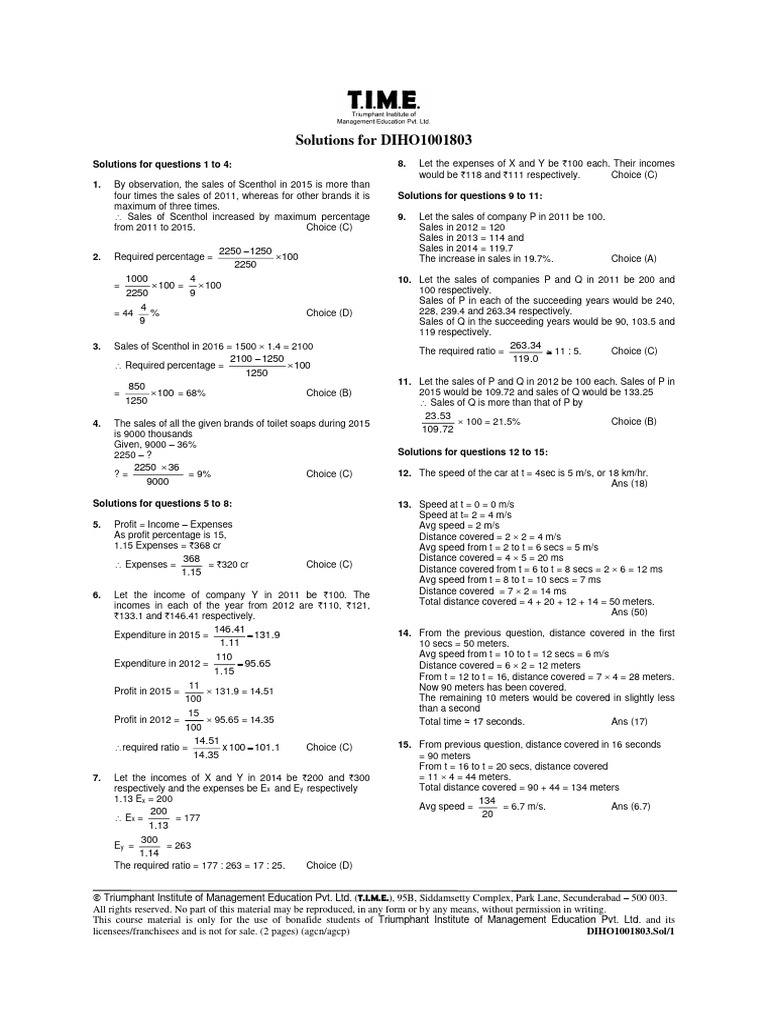 DATA INTERPRETATION HANDOUT PART 3 - Sol | PDF | Expense