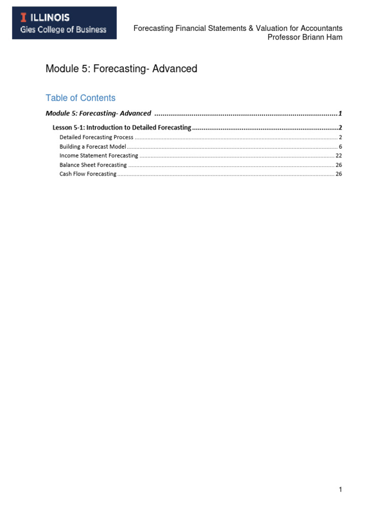 Module 5 Forecasting Advanced Pdf Valuation Finance Balance Sheet