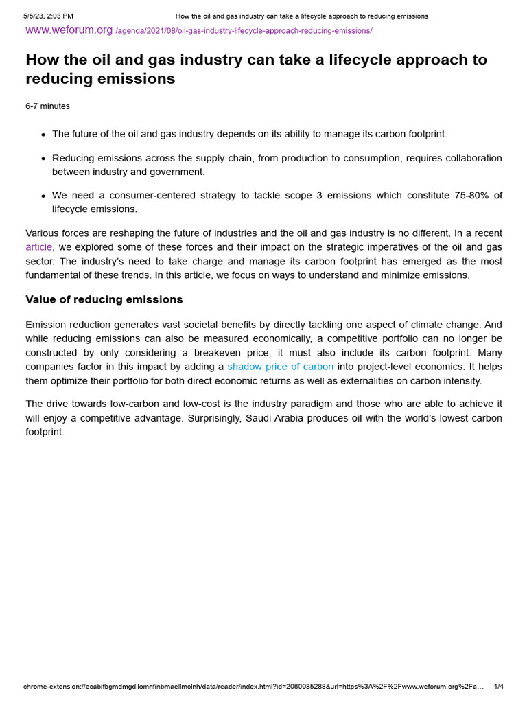 How The Oil and Gas Industry Can Take A Lifecycle Approach To Reducing Emissions | PDF | Carbon ...