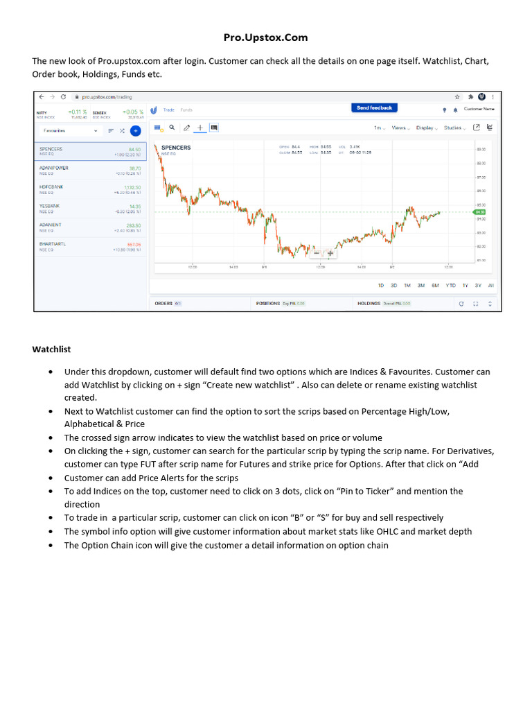 Upstox Pro Web Platform Overview | PDF