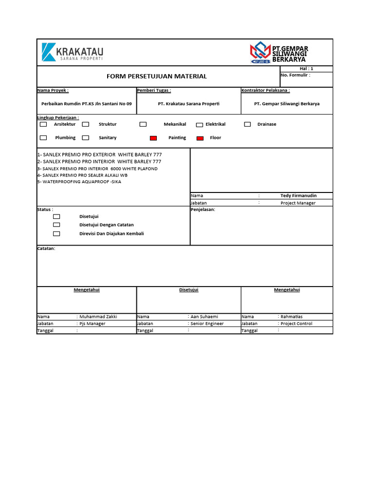 2.persetujuan Material Cat | PDF