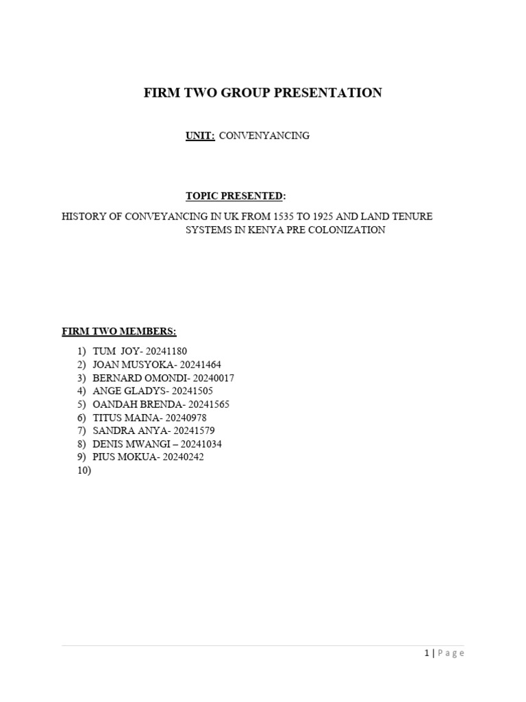 Conveyancing Assignment - Group Presentation | PDF | Conveyancing | Property