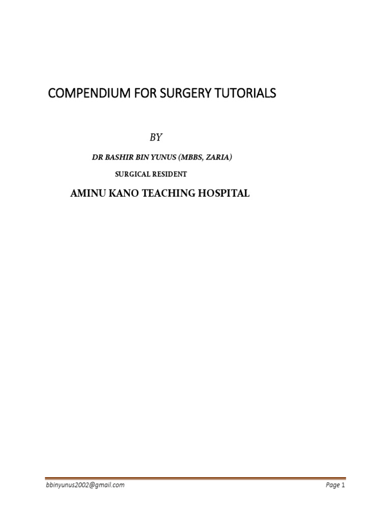 Compendium For Surgery Tutorials | PDF | Sepsis | Infection