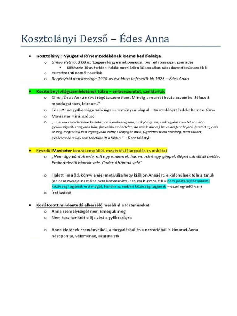Édes Anna Szerkezete | PDF
