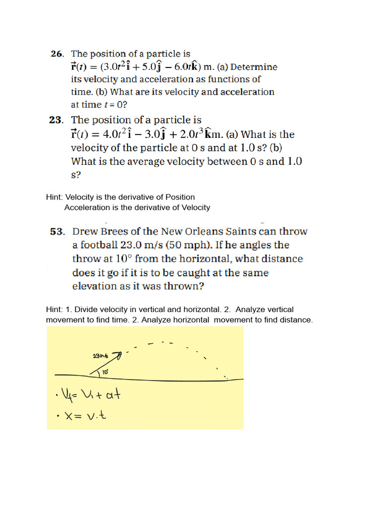 Hint: Velocity Is The Derivative of Position Acceleration Is The ...