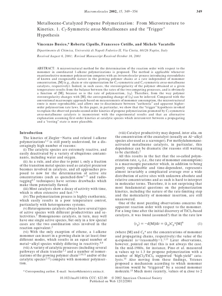 Metallocene-Catalyzed Propene Polymerization: From Microstructure To ...