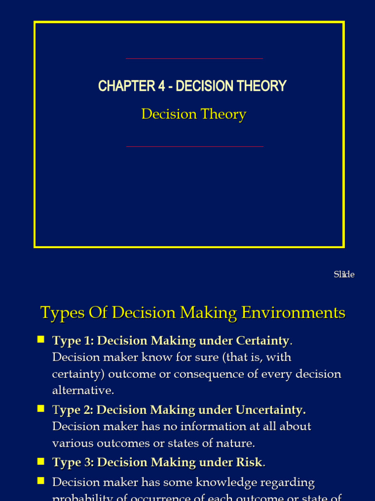 Chapter 4 - Decision Theory | PDF