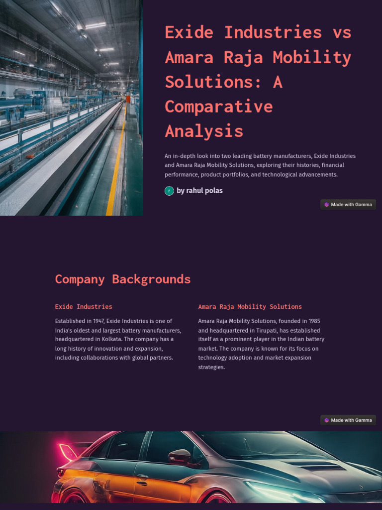 Exide Industries Vs Amara Raja Mobility Solutions A Comparative Analysis | PDF | Innovation ...