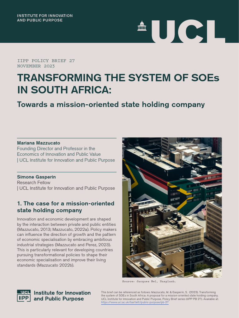 Mazzucato - Transforming The System of Soes in South Africa 2023 | PDF | State Owned Enterprise ...