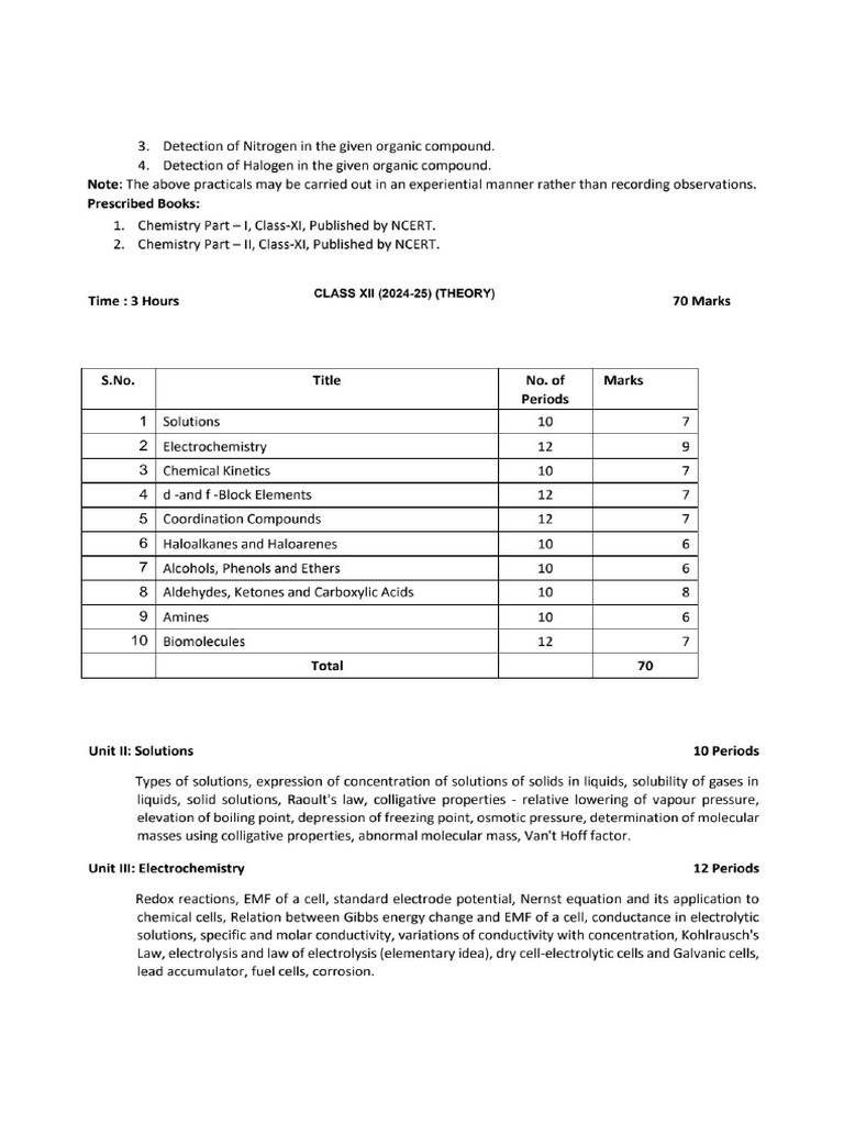 Chemistry SrSec 2024-25 | PDF