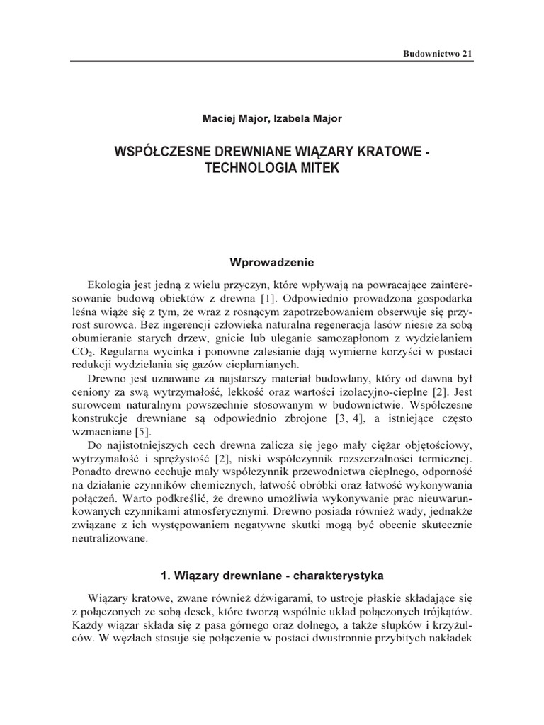 Współczesne Drewniane Wiązary Kratowe Technologia Mitek | PDF