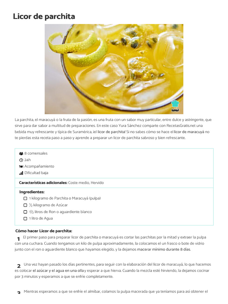 Licor de Parchita | PDF