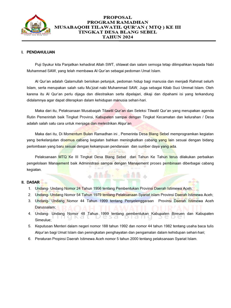 Proposal LPTQ MTQ 2024 | PDF