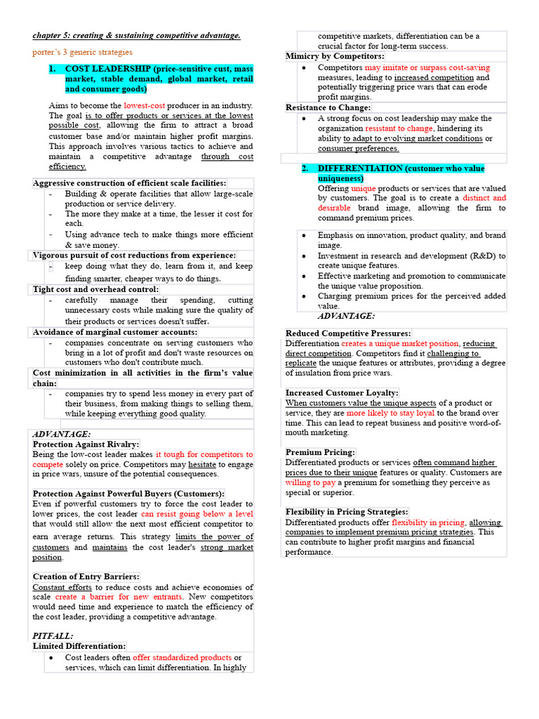 Notes Maf661 | PDF | Competitive Advantage | Entrepreneurship