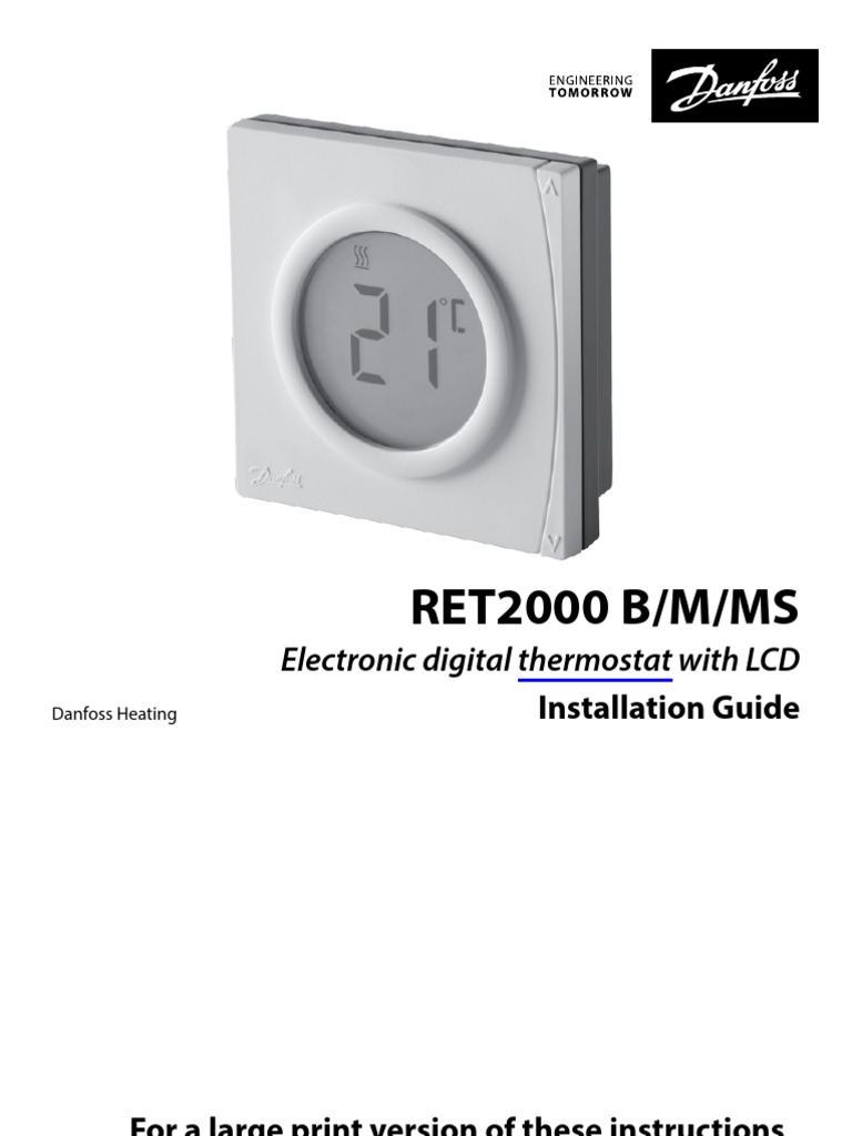 Danfoss Ret2000 Electronic Digital Thermostat Installation Guide ...