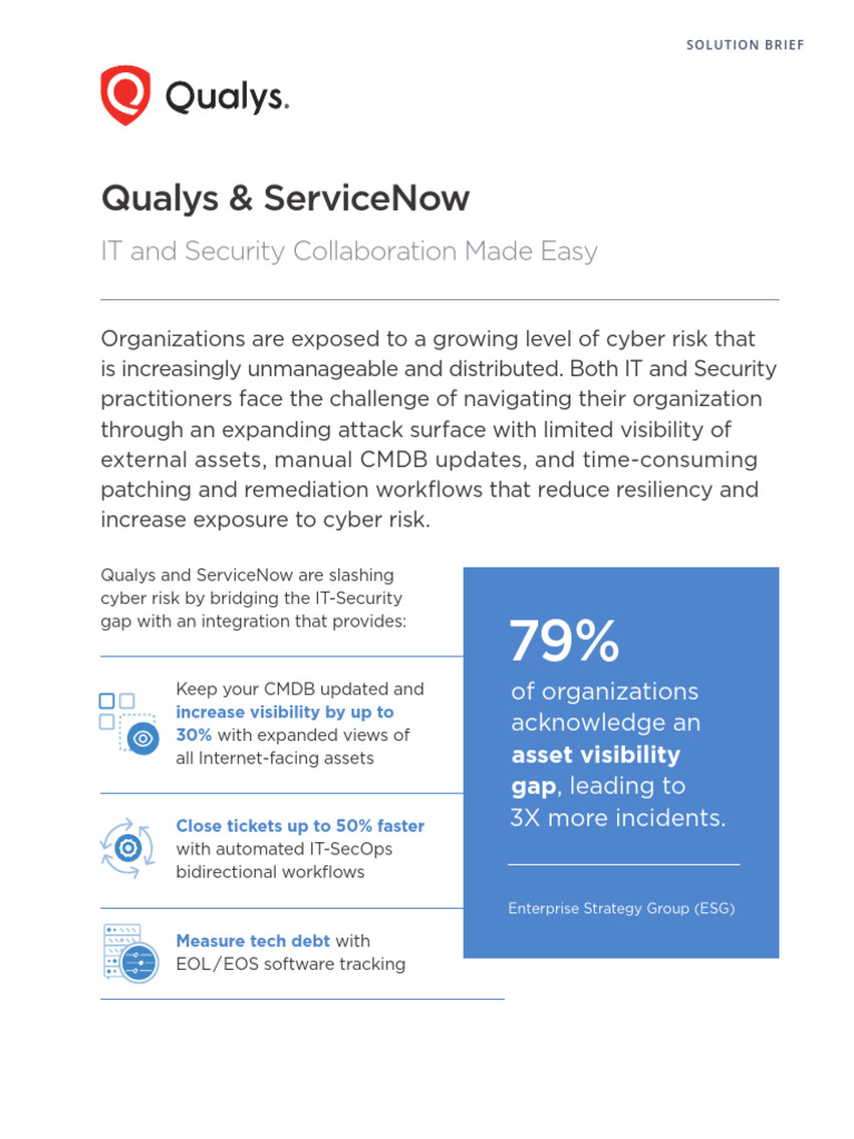 Solution Brief Qualys & Servicenow Overview 230419 | PDF | Computer Security | Security