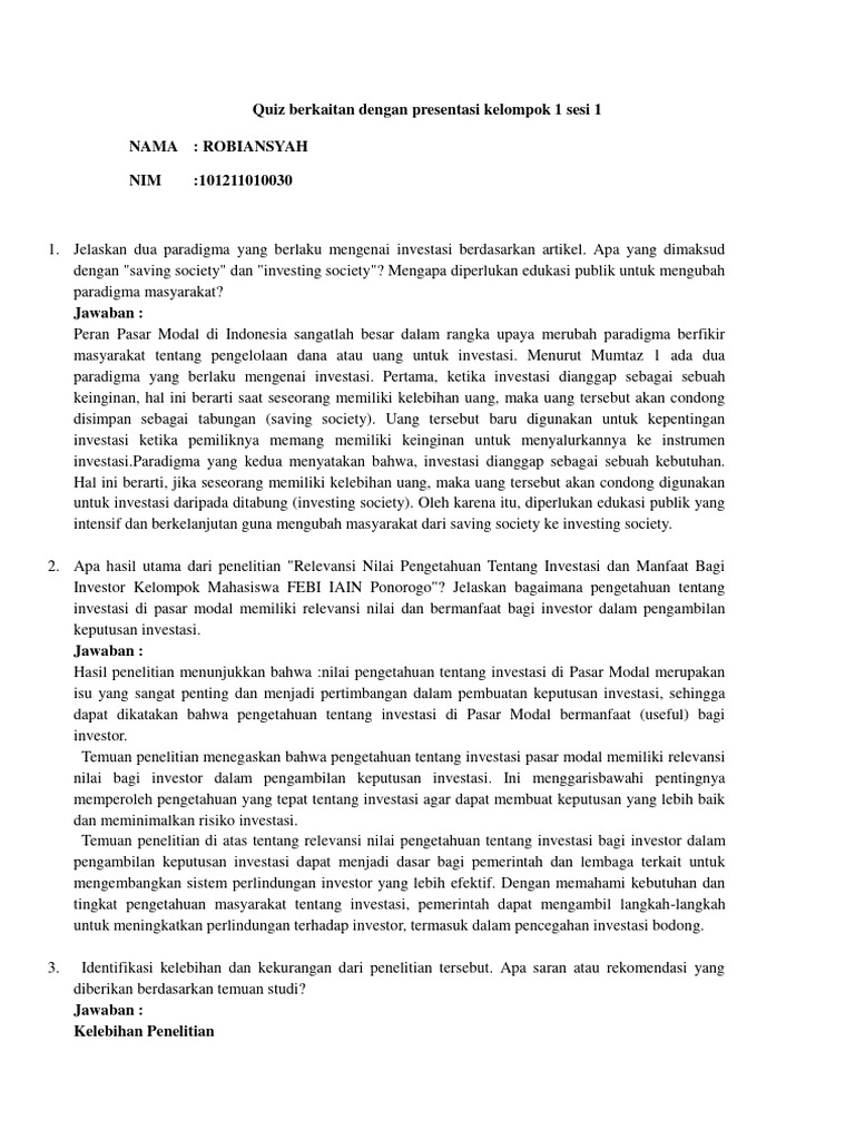 Tugas Quiz ROBIANSYAH | PDF