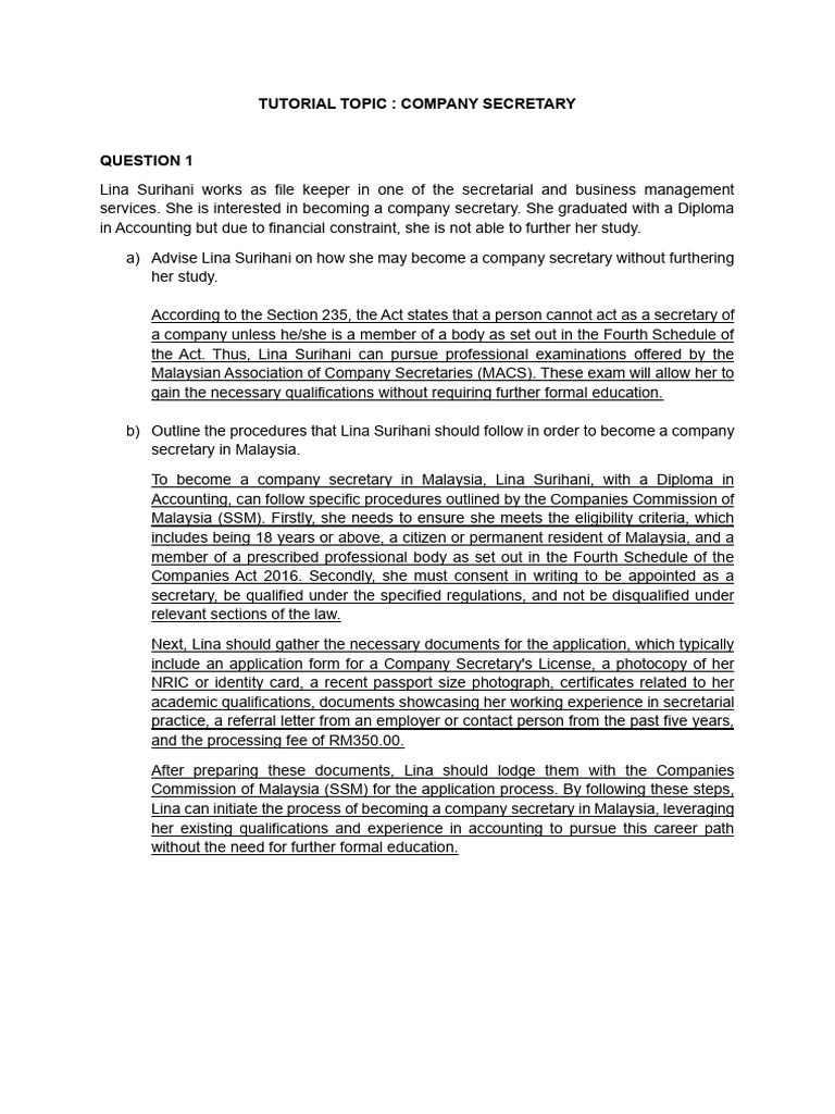 Becoming a Company Secretary in Malaysia | PDF | Identity Document ...