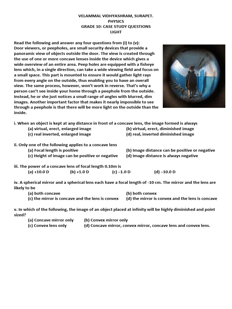Light Case Study Question | PDF | Optics | Glass Engineering And Science