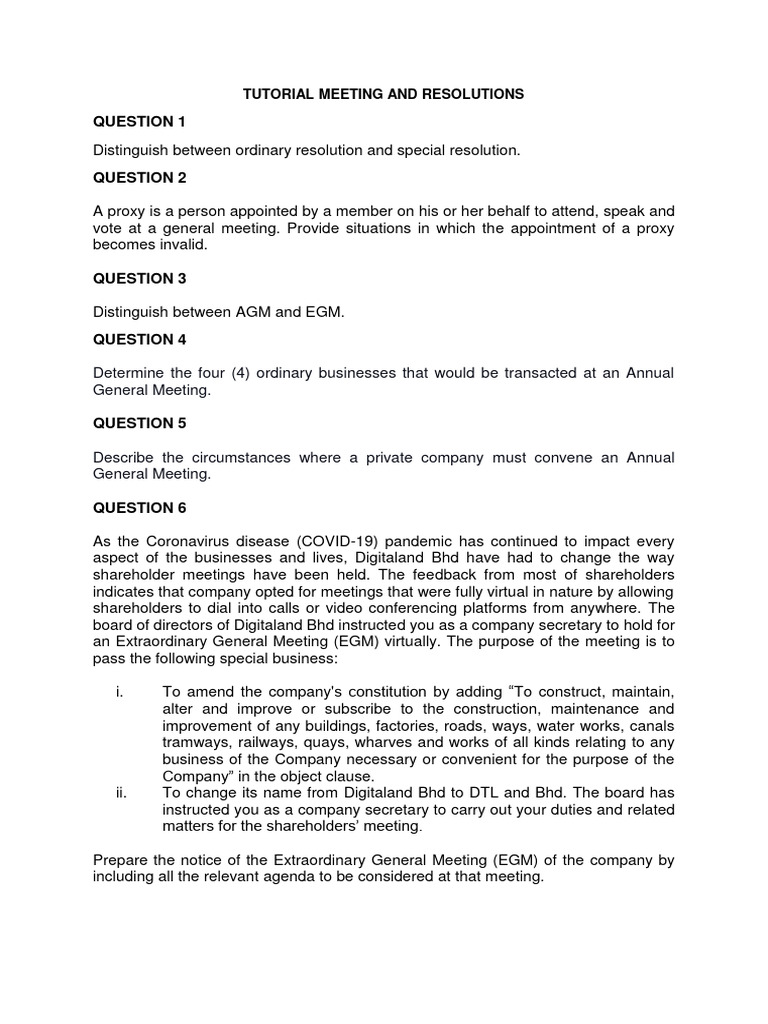 8 - 9 - Tutorial Meeting and Resolutions | PDF