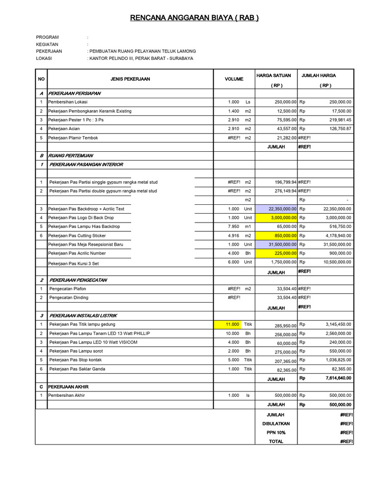 RAB PERBAIKAN GUDANG LAMA | PDF