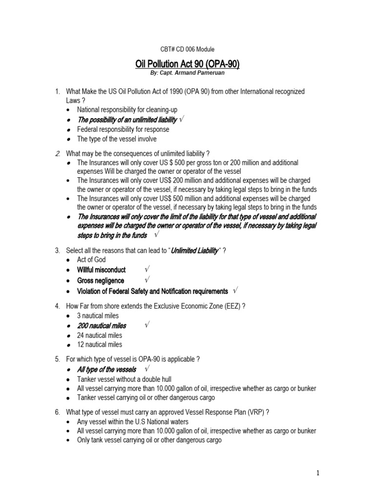OPA-90 Regulations and Compliance Guide | PDF | Oil Spill
