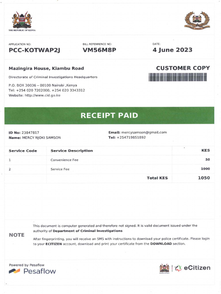 Good Conduct - Receipt | PDF