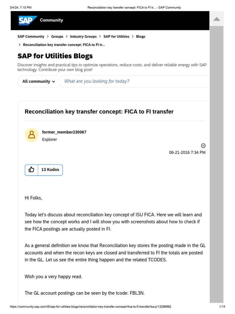 Reconciliation Key Transfer Concept - FICA To FI Tr... - SAP Community ...
