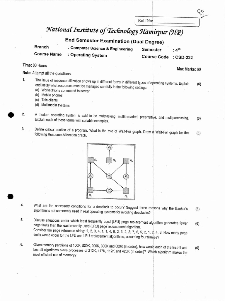 OPERATING SYSTEM 2019-May - CSD-222 - 99 | PDF | Operating System | Scheduling (Computing)