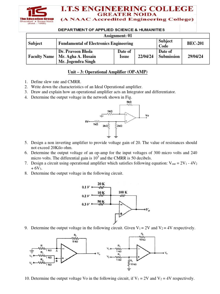 Assignment 3 - Unit3 - Opamp | PDF