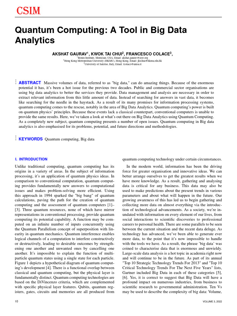 Quantum Computing A Tool in Big Data Analytics | PDF | Big Data ... Quantum Computing A Tool in Big Data Analytics | PDF | Big Data ...
