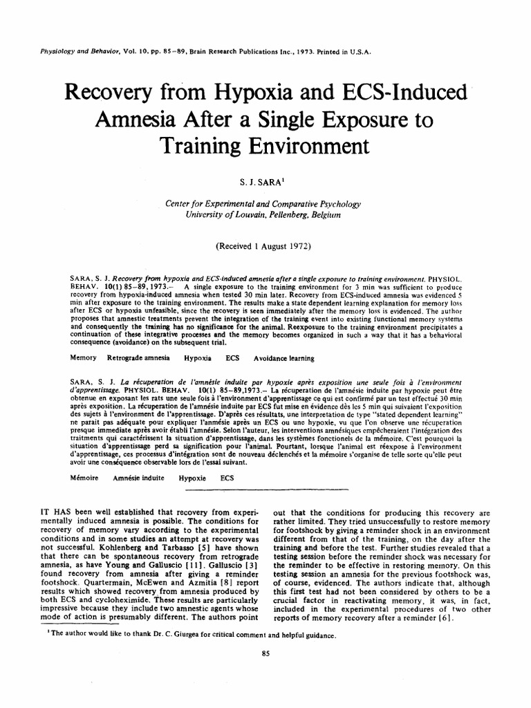 Psychopharmacology 1972 Sara | PDF | Amnesia | Memory