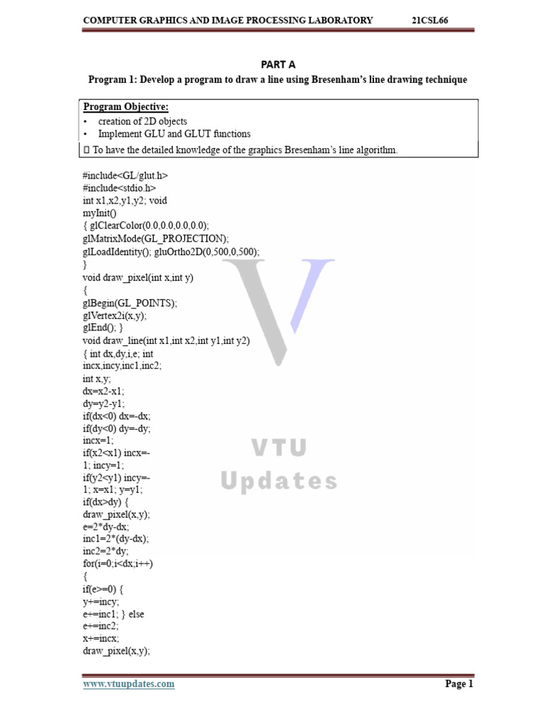 CGI Manual @vtuupdates Com | PDF | Pixel | 2 D Computer Graphics